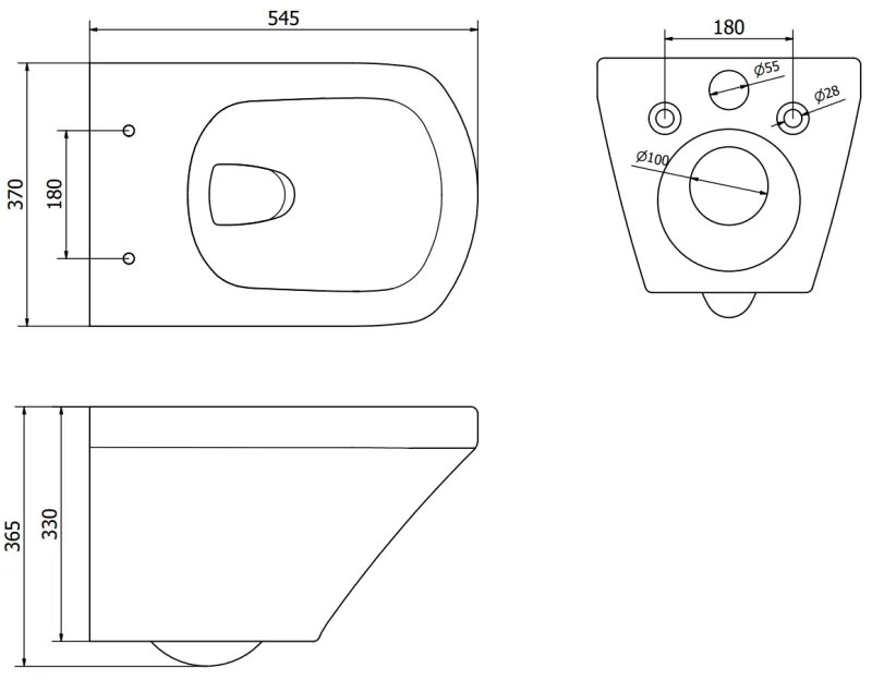 Mexen Vito, závěsné WC Rimless 54,5 x 37 cm s pomalu padajícím sedátkem z duroplastu, bílá, 30174000