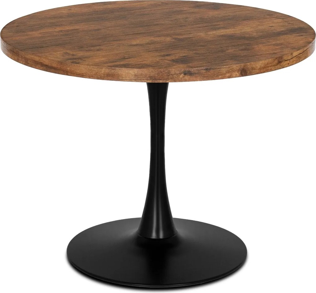 Kulatý jídelní stůl LINO 100 cm dub rustikální/černý