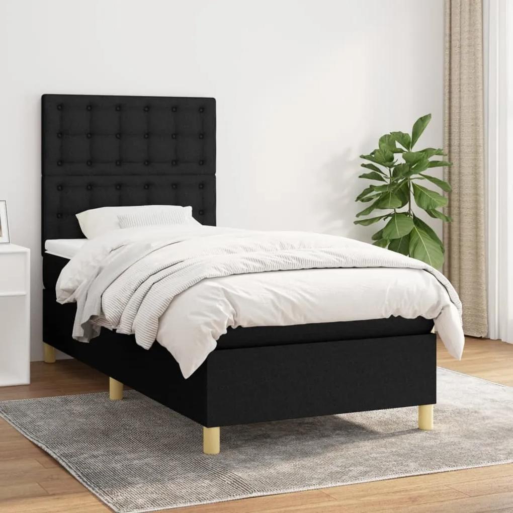vidaXL Box spring postel s matrací 90x200 cm textil [3142626] Barva: Černá