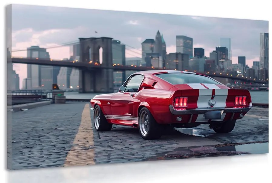 Obraz Mustang s panoramatem New Yorku