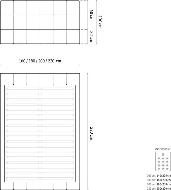 Světle šedá čalouněná dvoulůžková postel s úložným prostorem s roštem 160x200 cm Bellis – Micadoni Home