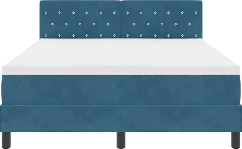 Postel s boxspringem s matrací Tmavě modrá 140 x 190 cm samet 3339108