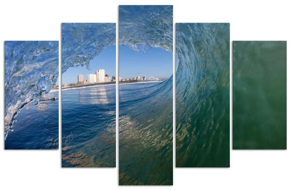 Obraz na plátně pětidílný Pohled na mořskou vlnu - 100x70 cm