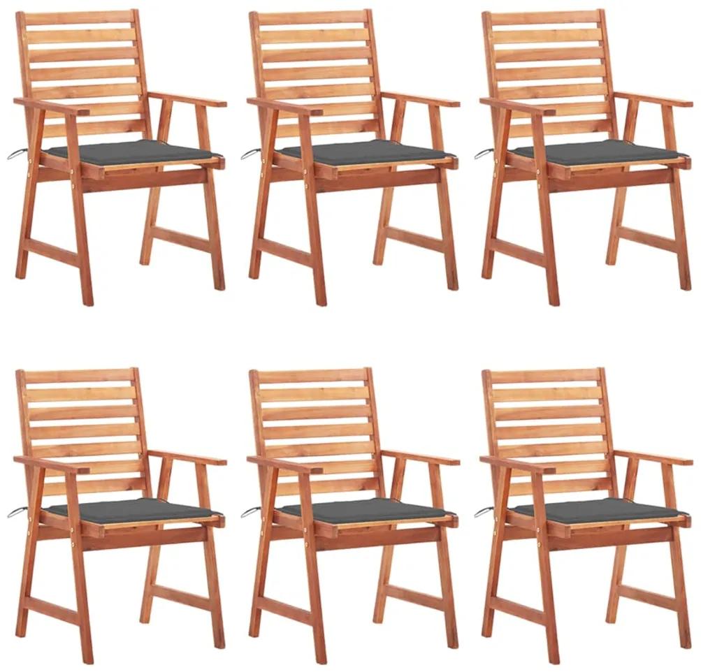 3078347 vidaXL Zahradní jídelní židle 6 ks s poduškami masivní akáciové dřevo