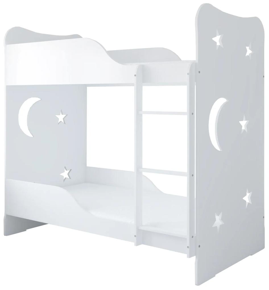 BabyBeds Dětská patrová postel STARS 180x80 Barevné provedení: Bílá, Úložný prostor: Ano, s úložným prostorem