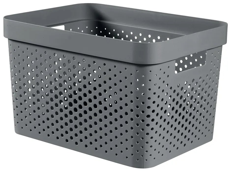Šedý úložný košík Curver Infinity Dots, 17 l