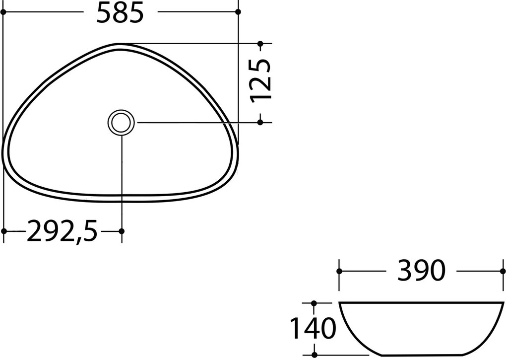Sapho DALMA 58,5 x 39 x 14 cm MM227 keramické umyvadlo marfil