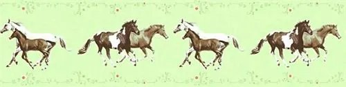 Dětské vliesové bordury Little Stars koně na zeleném podkladu