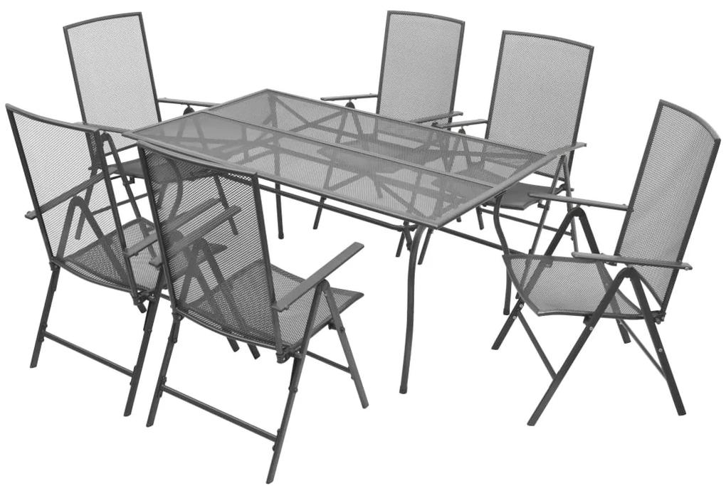 42719 vidaXL 7dílný zahradní jídelní set skládací židle ocel antracitový