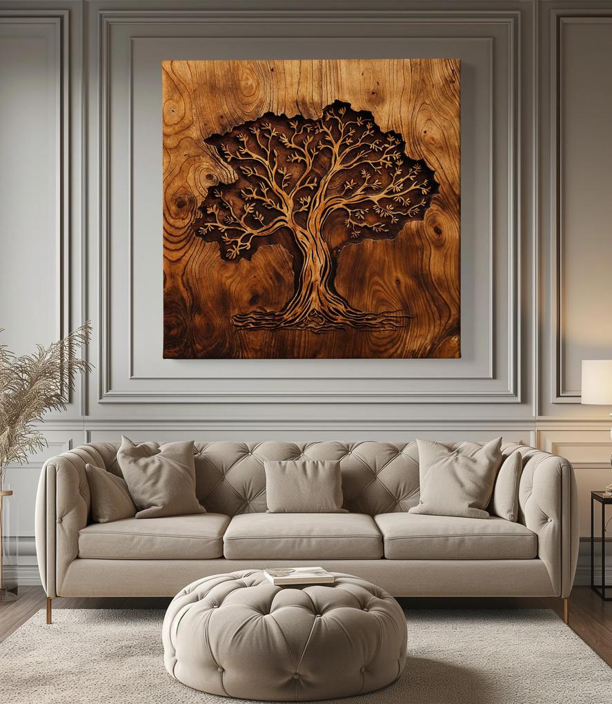 Obraz na plátně - Strom života Werdy, dřevo styl FeelHappy.cz Velikost obrazu: 120 x 120 cm
