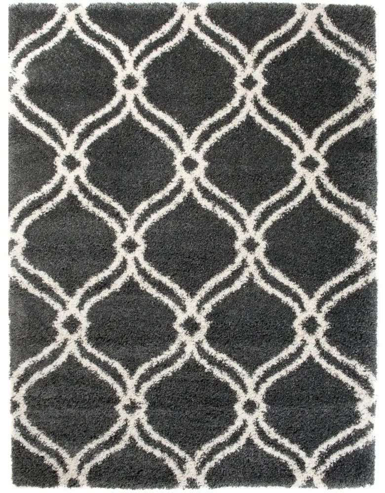 Kusový koberec Shaggy vlas 50 mm kouřový 2, Velikosti 80x150cm