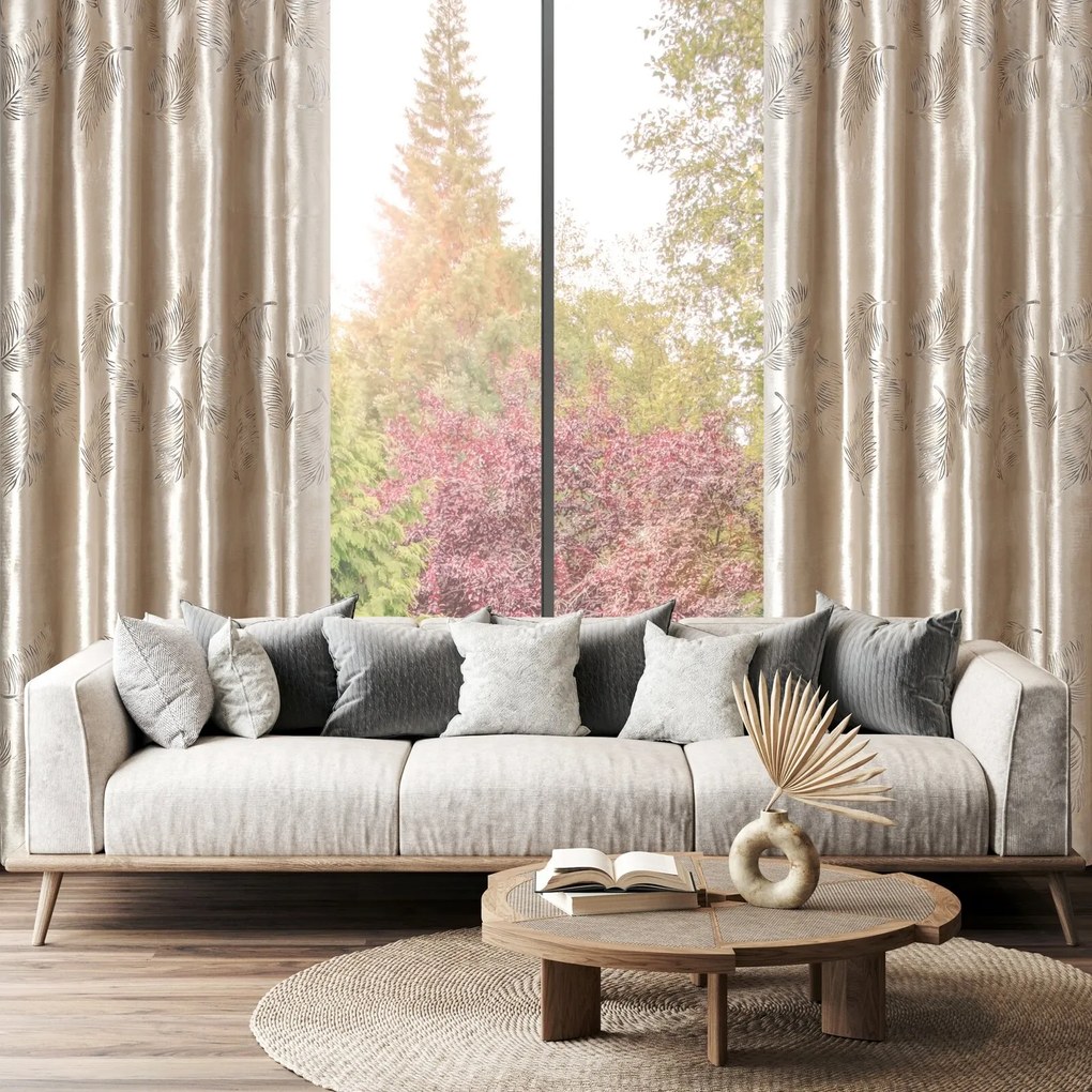 ZATEMŇOVACÍ ZÁVĚS NA KROUŽCÍCH IDALIA 140X250 CM LISTY