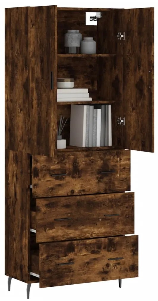 Skříň highboard kouřový dub 69,5 x 34 x 180 cm kompozitní dřevo - Default Title