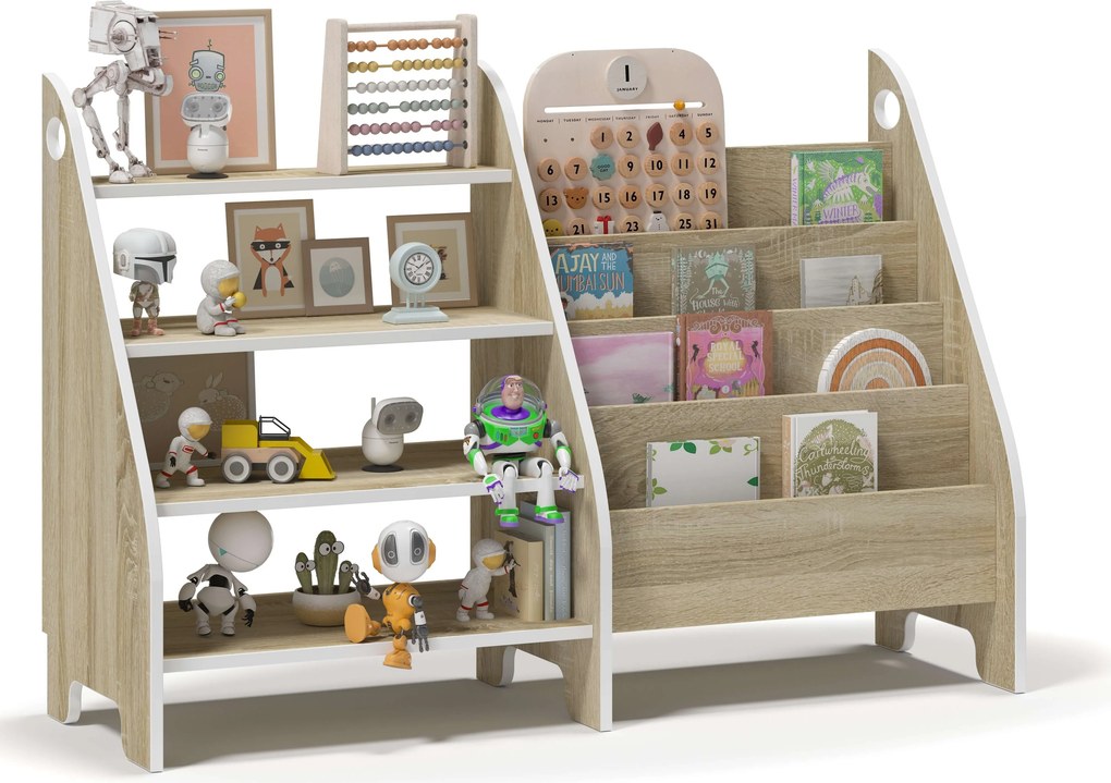 Wooden Toys Montessori regál pro děti Knihovna na knihy Organizér 2 v 1 Sonoma