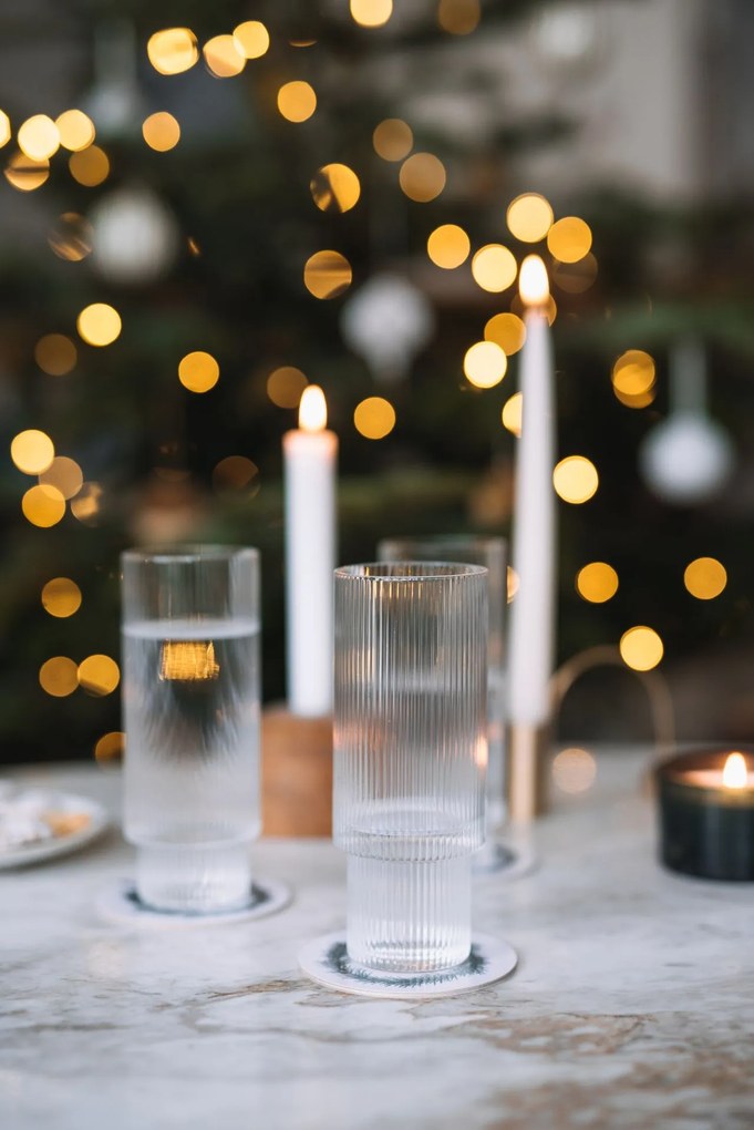 Ferm Living Sklenice Ripple Long 300 ml – set 4 ks, čirá barva, sklo