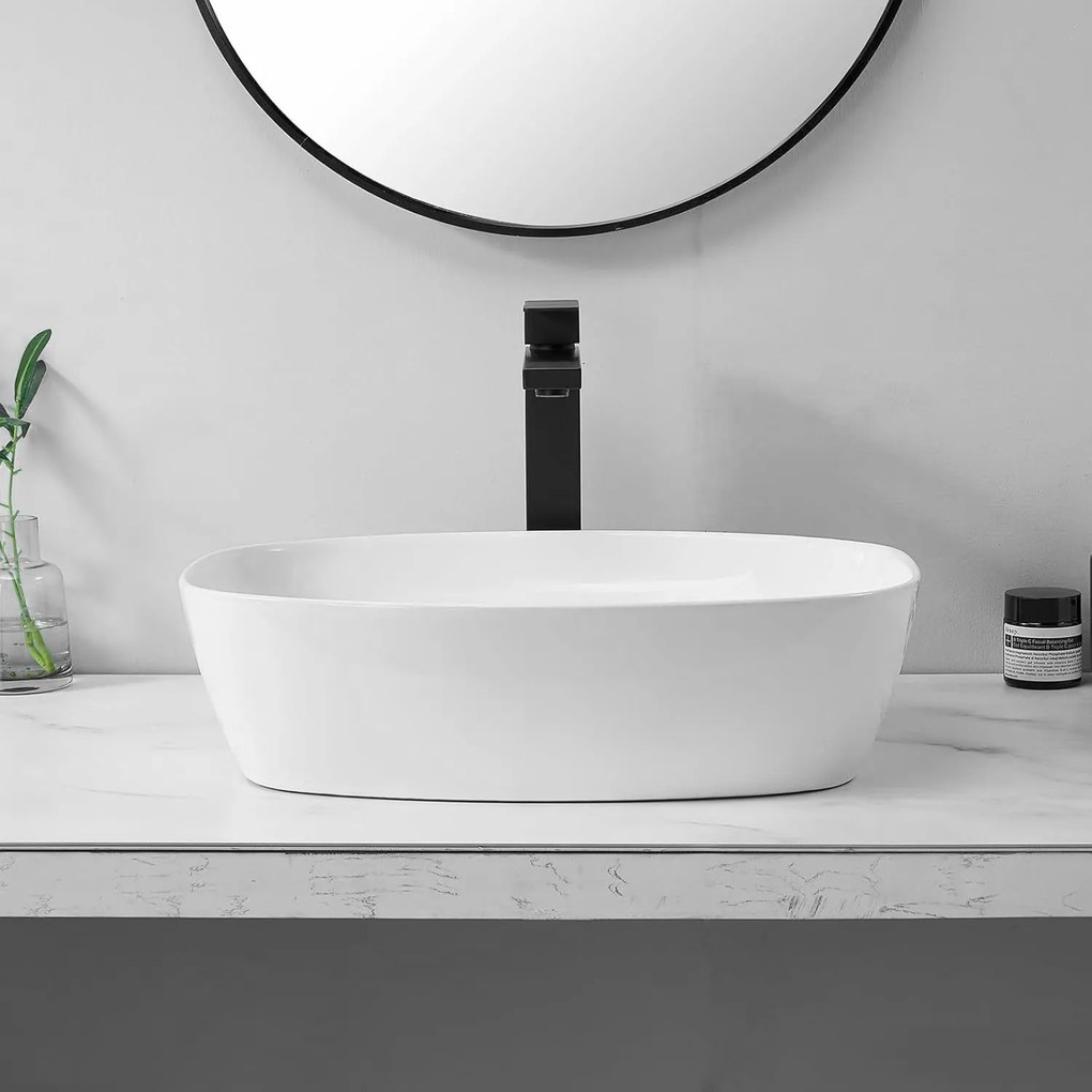 Rea Freja, umyvadlo na desku 490x370x135 mm, bílá lesklá, REA-U6616
