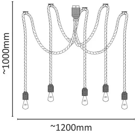 Lustr na lanku ROPE CASA 5xE27/12W/230V pavouk