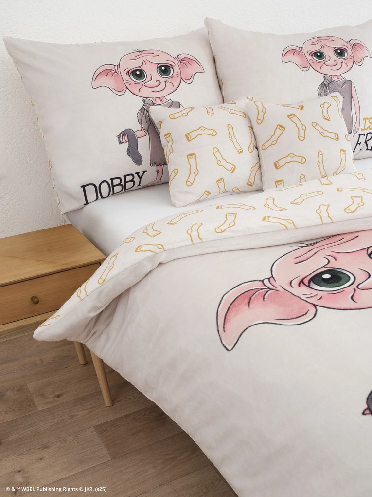 MK Lůžkoviny Prodloužené mikroplyšové povlečení Harry Potter - Dobby 140 × 220 cm, 70 x 90 cm