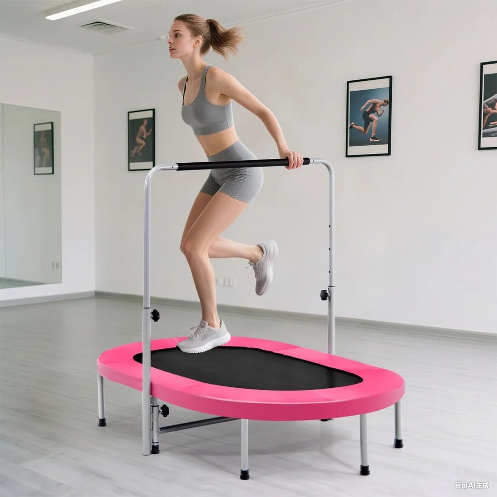 Costway 2 Lidová trampolína s výškově nastavitelným madlem mini trampolína 154 x