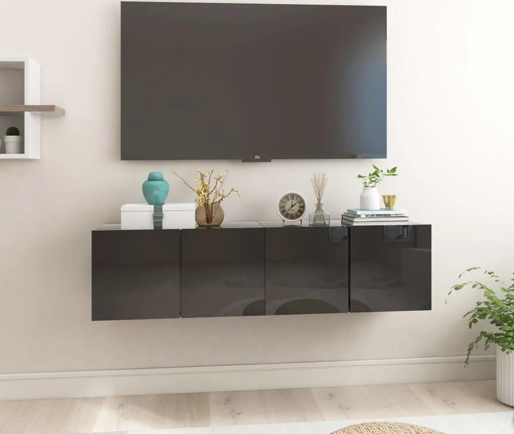 vidaXL Závěsné TV skříňky 2 ks 60 x 30 x 30 cm [804509] Barva: bílá s vysokým leskem