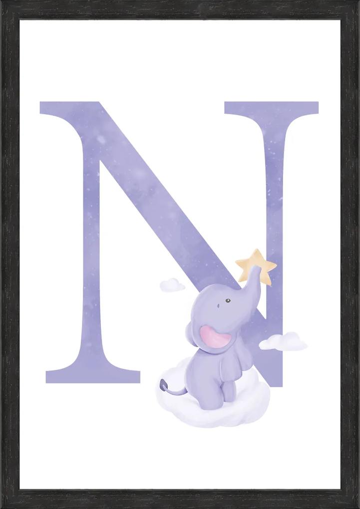 Abeceda písmena se slonem - Obraz, Plakát Velikost: A3 - 29,7x42 cm, Volba rámu: bez rámu, Písmeno: T