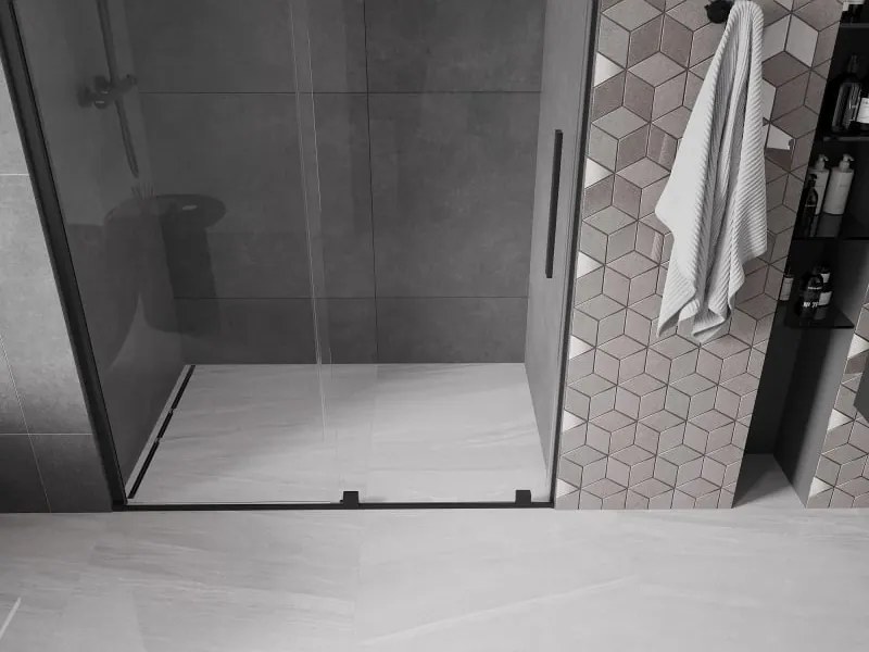 Mexen Velar posuvné sprchové dveře 160 cm, transparentní, černé - 871-160-000-01-70