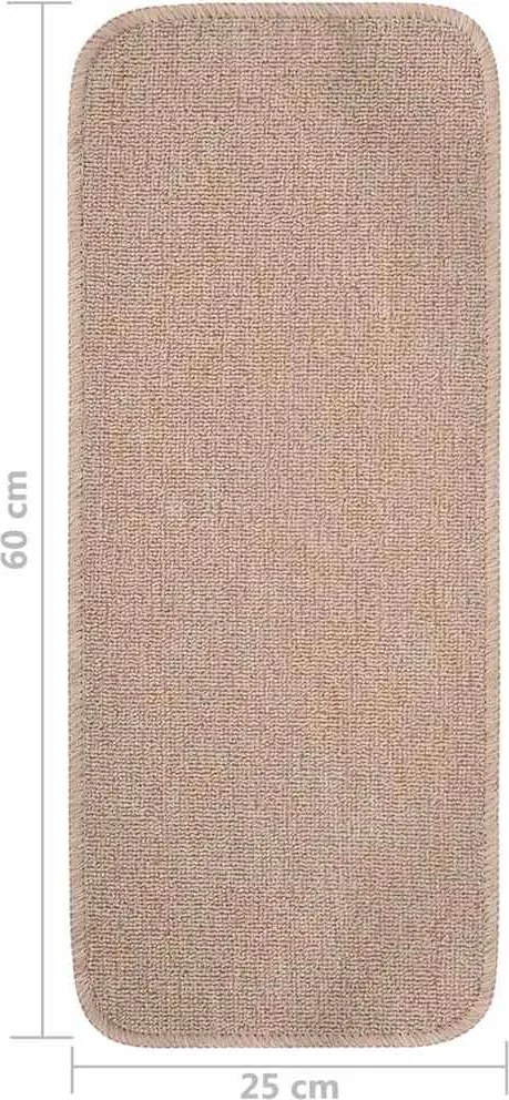 Nášlapy na schody 15 ks 60 x 25 cm béžové protiskluzové 340402