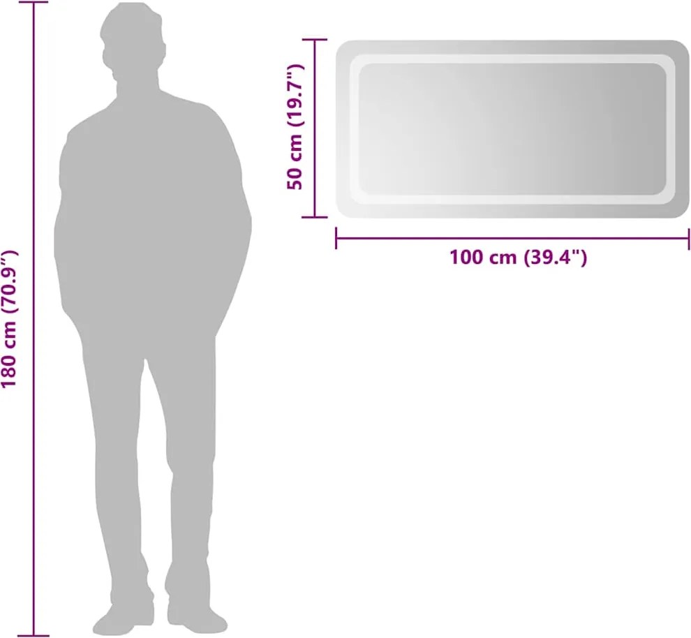 Koupelnové zrcadlo s LED osvětlením 100x50 cm 151792