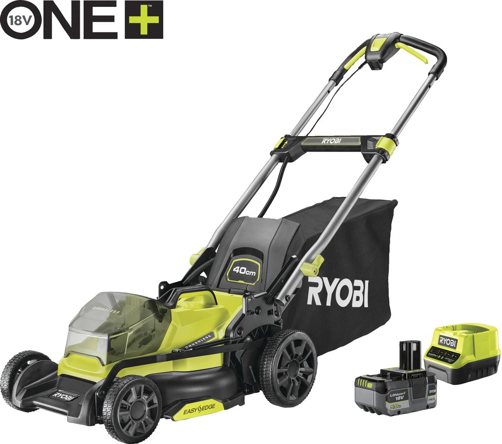 Ryobi RY18LMX40C-150 18V ONE+ Bezuhlíková sekačka na trávu záběr 40cm 5,0Ah