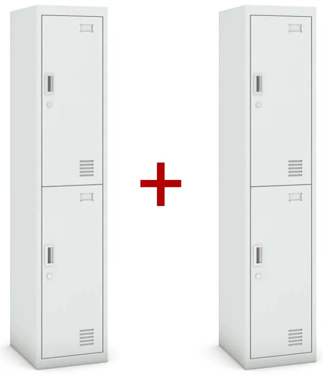 Šatní skříňka S3 dvoudveřová 1+1 ZDARMA, demont, cylindrický zámek, šedá/šedá