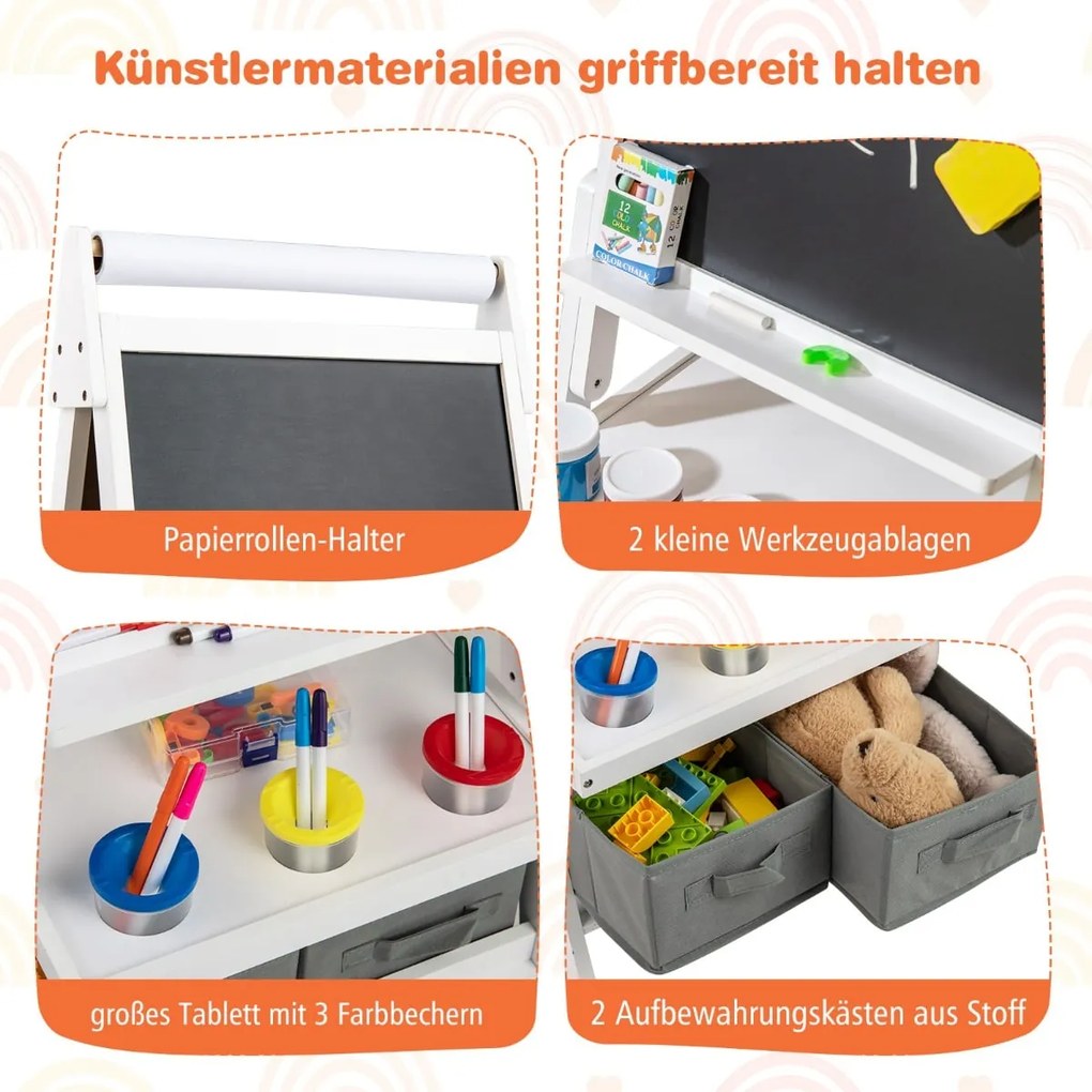 Costway Dětská tabule 3 v 1 s papírovou rolí a amp; magnetická tabule a amp –