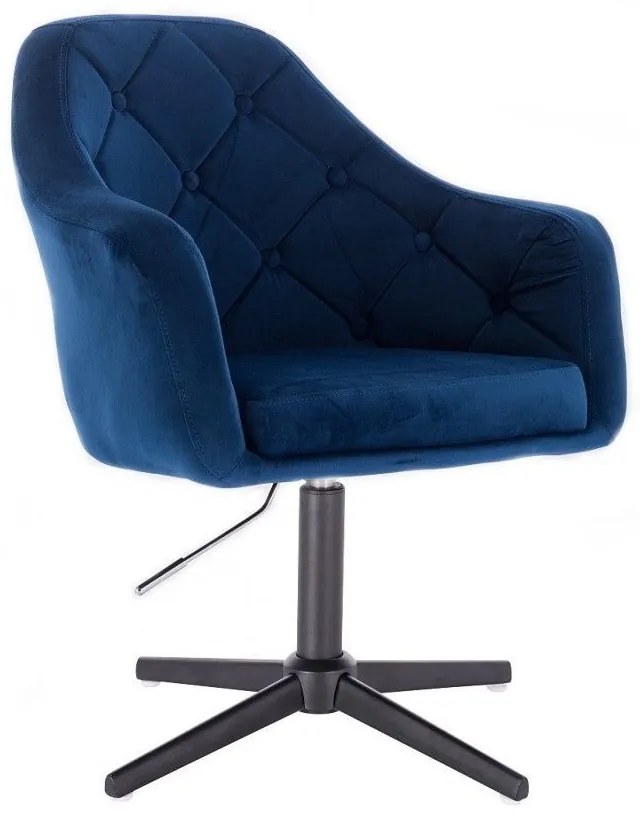 LuxuryForm DESIGN Otočné křeslo ANDORA VELUR na černém kříži - modré
