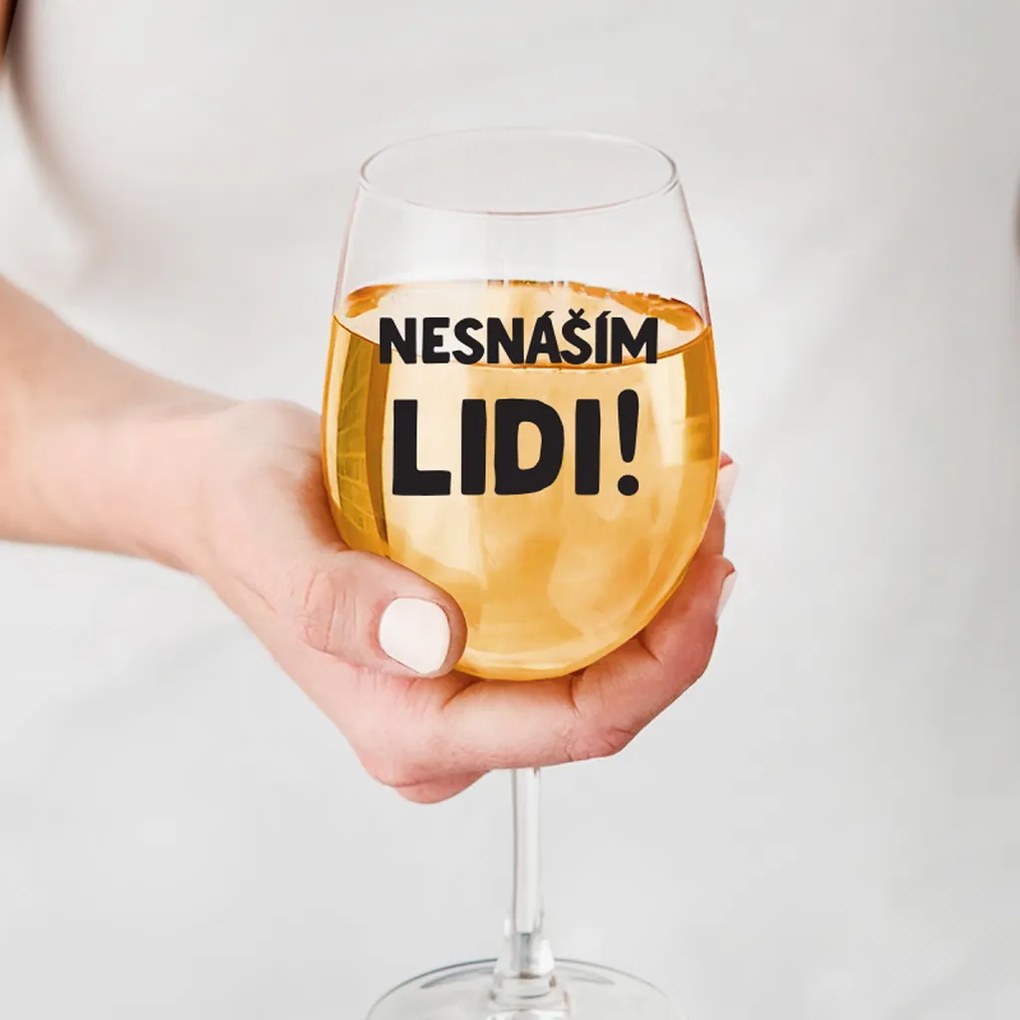 Ahome CZ Čirá sklenice na víno 450ml - Nesnáším lidi