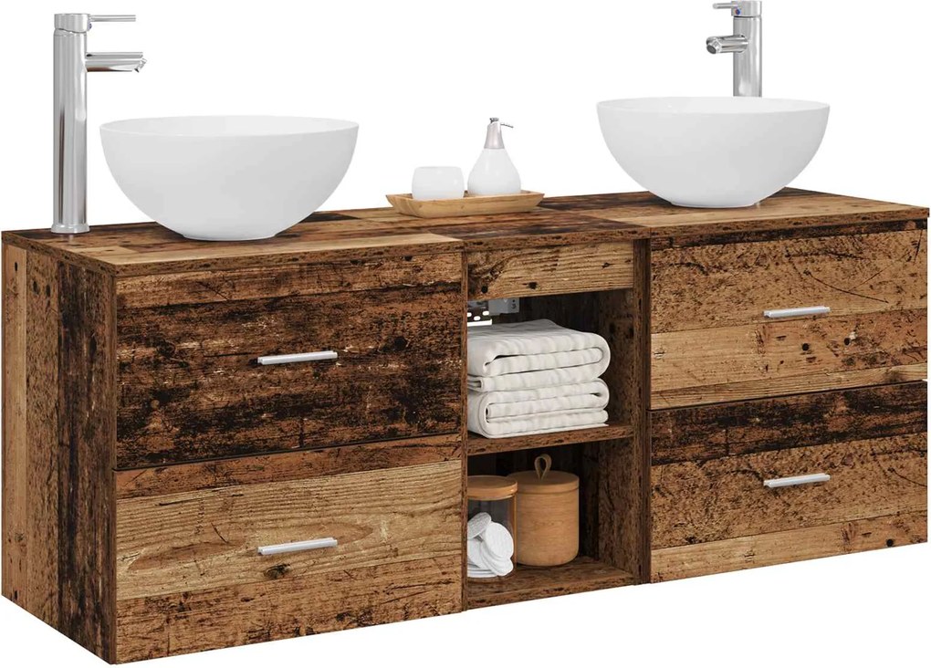 Sada koupelnových skříněk 3 ks Staré dřevo 49,5 x 41 x 64,5 cm 3405809