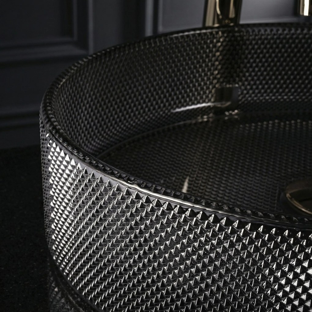 Rea Mirella Black, umyvadlo na desku 495x380x125 mm, kouřové sklo-černá, REA-U3524
