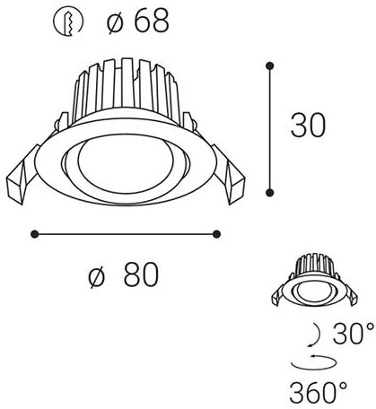 Led2 Zápustné LED svítidlo MAX 2 ø 8 cm, IP65 4000K Barva: Bílá, Stmívání, řízení: RF Control