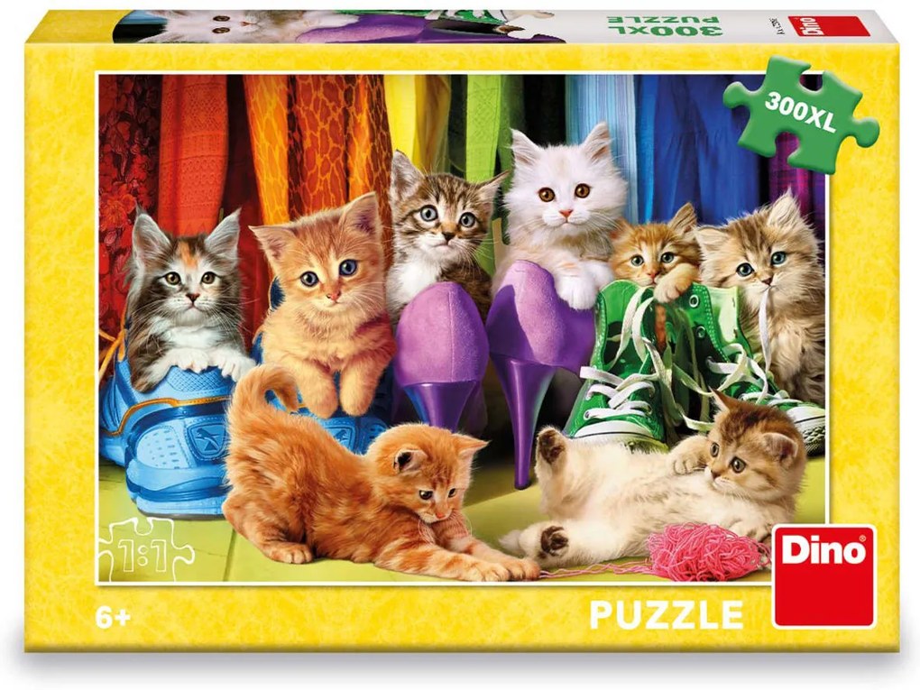 DINO Puzzle XL Barevná koťátka 300 dílků 47x33cm skládačka dn472396