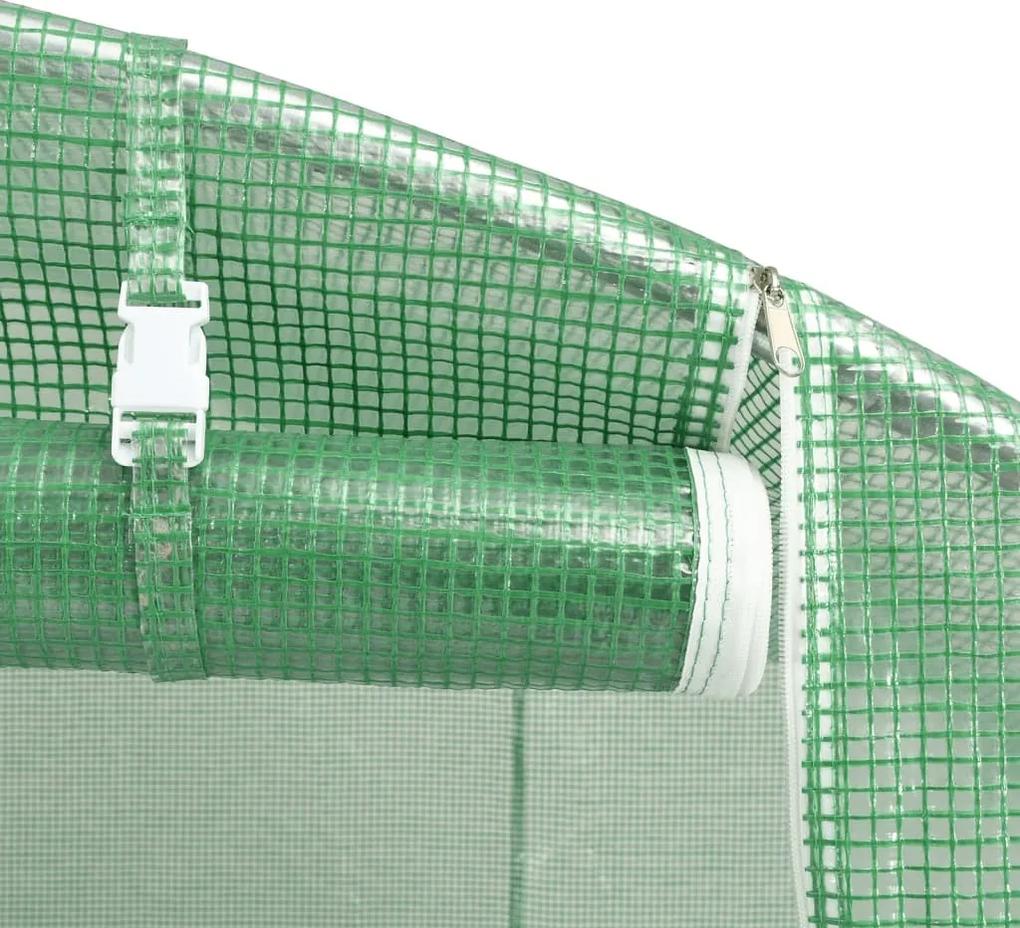 vidaXL Skleník s ocelovým rámem 70 m² 14 x 5 x 2,3 m [3188099] Barva: Zelená
