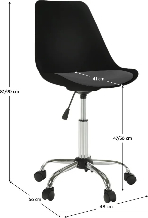 Kancelářská židle ELEN - plast, ekokůže, chrom, černá / šedá