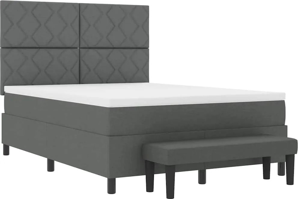 Postel s boxspringem s čelo Tmavě šedá 160 x 200 cm textil 3344157