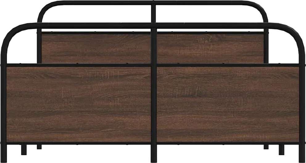 Kovový rám postele bez matrace hnědý dub 160 x 200 cm 3318664