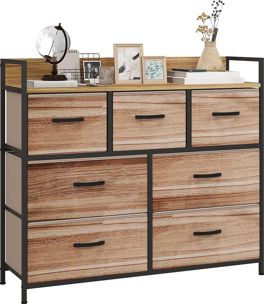HOMCOM 7 zásuvkový textilní botník - Černý ocelový rám - 98 x 29 x 85 cm, Ložnice, Předsíň, Obývací pokoj, Černý a přírodní