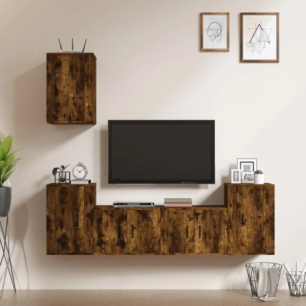 vidaXL 5dílný set TV skříněk kompozitní dřevo [3188566] Barva: hnědý dub