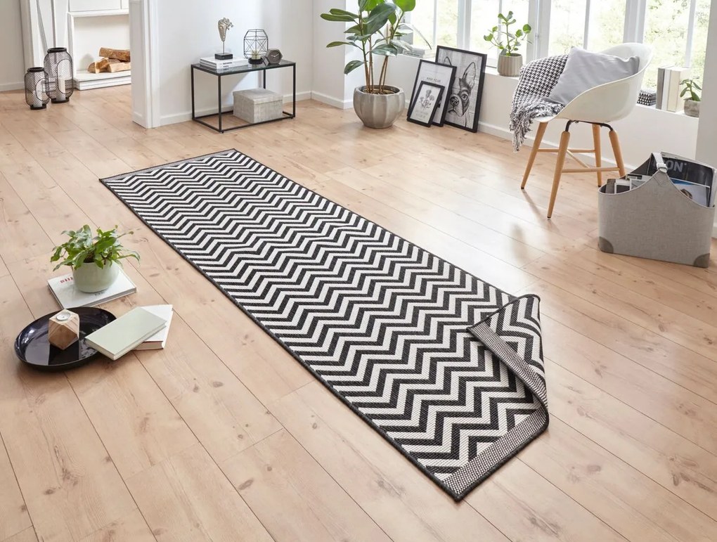 Hanse Home, Kusový koberec Twin Supreme 103433 Palma black creme – na ven i na doma, 240x340, černobílá, chodba / předsíň