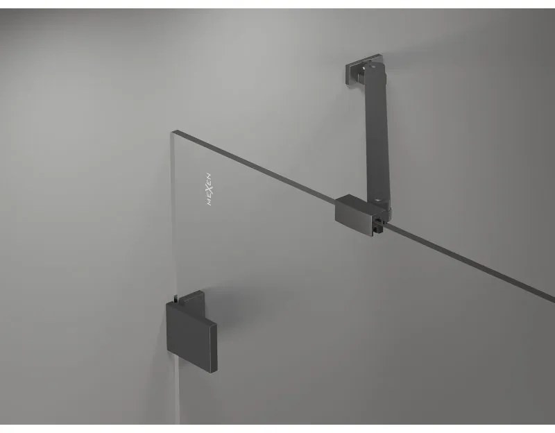 Mexen Lunar-F, skládací levé sprchové dveře 120 cm, 8mm čiré sklo, broušený grafit profil, 836S-120-050-66-00-L