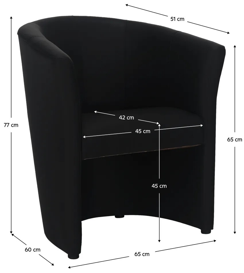 Klubové křeslo TRION - ekokůže, černá