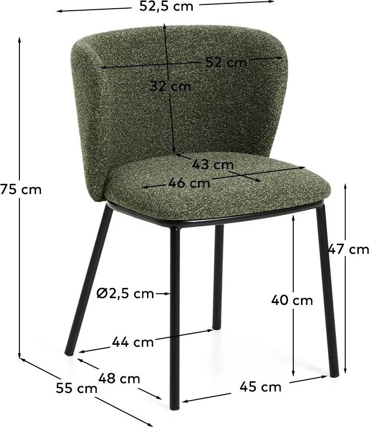 Zelené čalouněné jídelní křeslo Ciselia – Kave Home