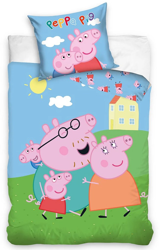 DĚTSKÉ LOŽNÍ POVLEČENÍ PEPPA PIG 100X135 CM, 1 KS 40X60 CM VZOROVANÉ