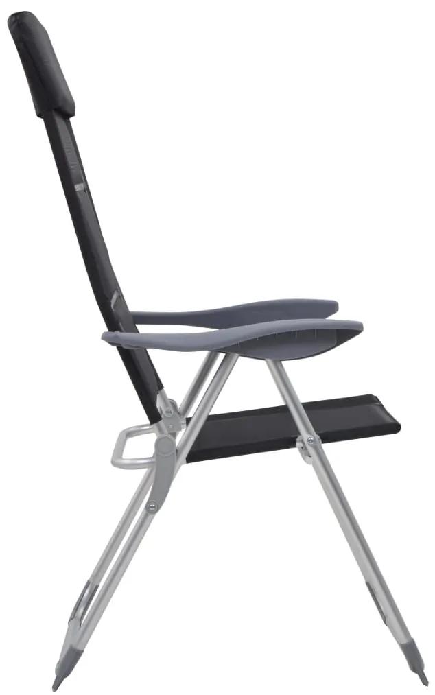 Kempingové židle z hliníku 2 ks 58 x 69 x 111 cm černé,  44313