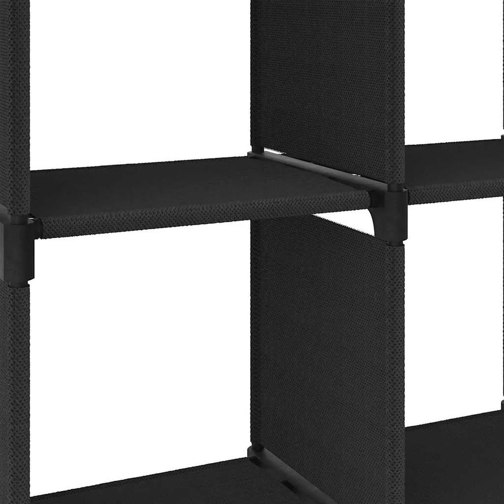 Výstavní police s 6 přihrádkami černá 103 x 30 x 72,5 cm textil 322606
